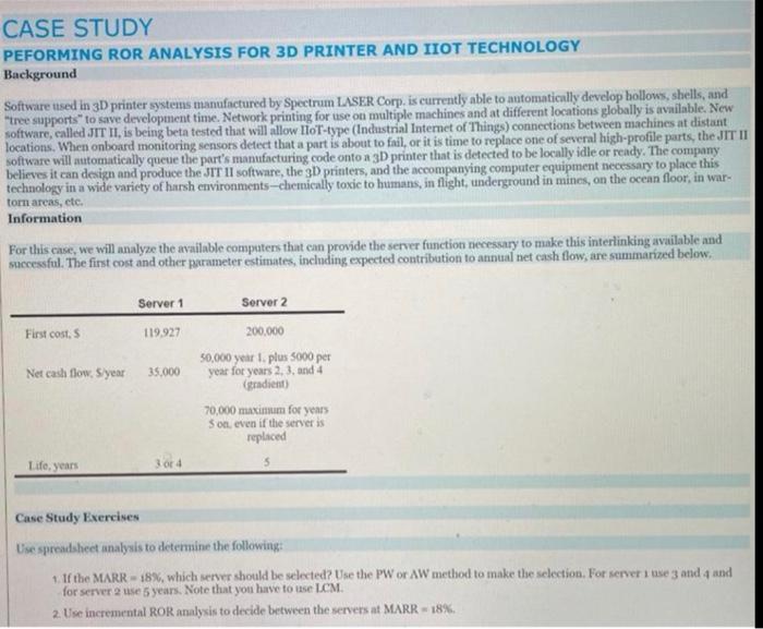 Solved there is a case study and a exel can some one tell me | Chegg.com