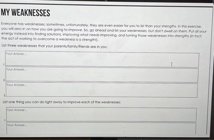 Everyone has weaknesses; sometimes, unfortunately, | Chegg.com