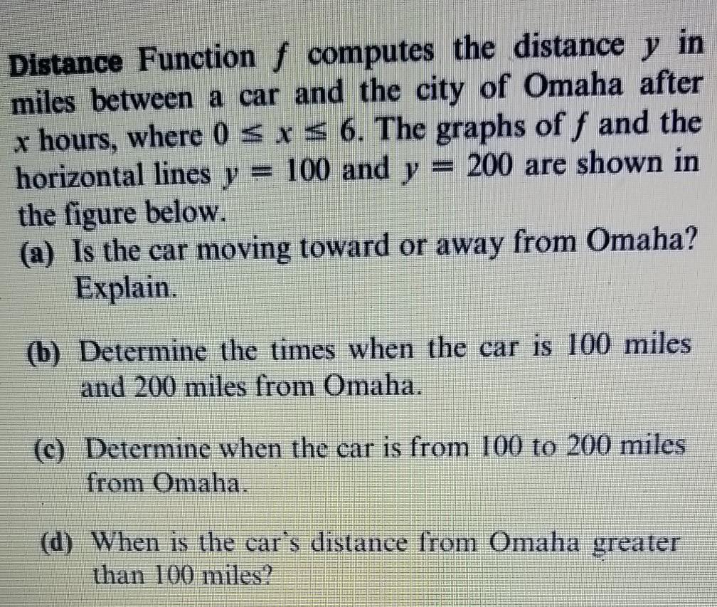 Solved Distance Function f computes the distance y in miles | Chegg.com