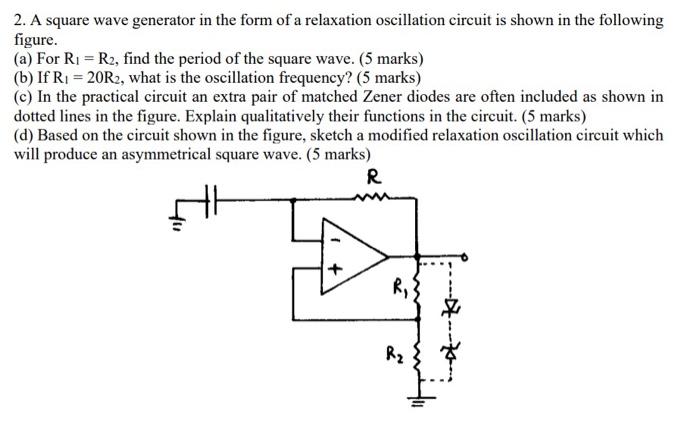 Solved 2. A square wave generator in the form of a | Chegg.com
