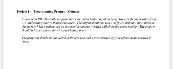 Solved Project 1 - Programming Prompt - Counter Construct a | Chegg.com