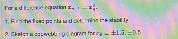 Solved For a difference equation In+1 = . 3 1. Find the | Chegg.com