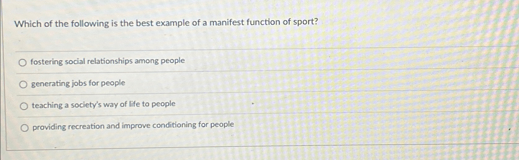 Solved Which of the following is the best example of a | Chegg.com