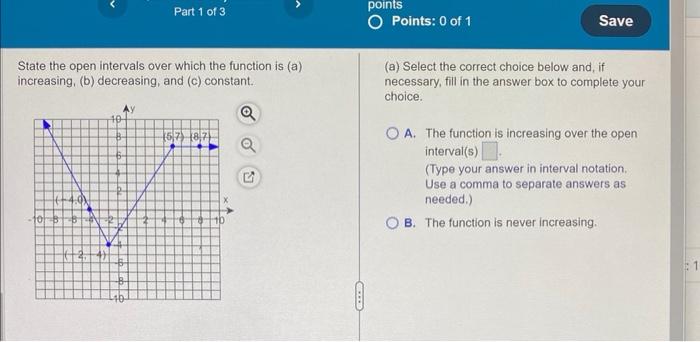 Solved State the open intervals over which the function is | Chegg.com