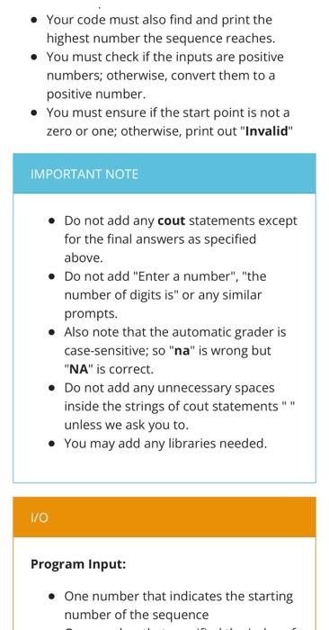 Solved The 3n + 1 problem is based on a famous sequence in | Chegg.com
