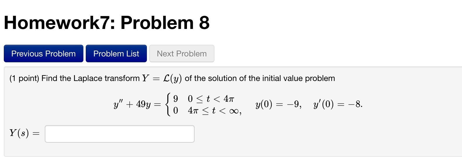 Solved By An Expert Homework7 Problem 8 1 ﻿point ﻿find The Laplace