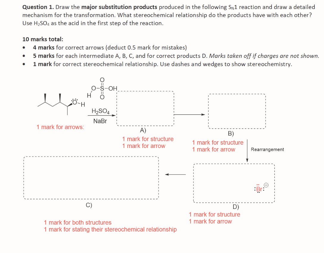 Solved Question 1. ﻿Draw the major substitution products | Chegg.com