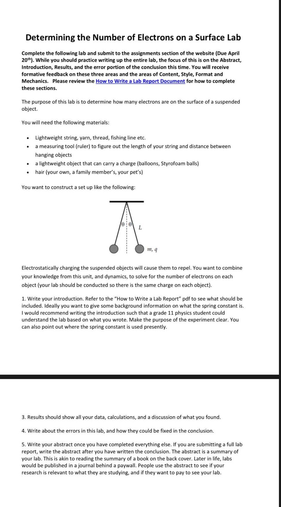 Solved Determining the Number of Electrons on a Surface Lab | Chegg.com