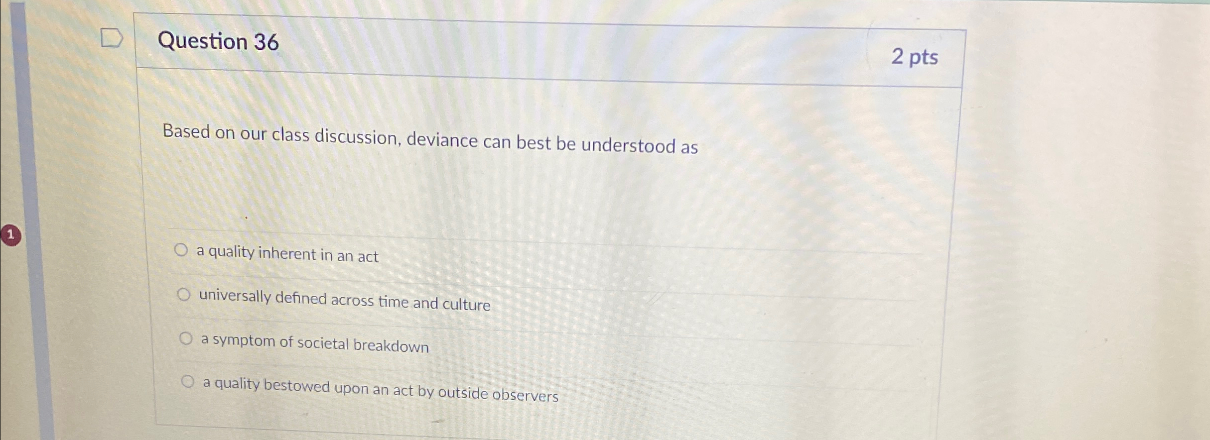 Solved Question 362 ﻿ptsBased on our class discussion, | Chegg.com
