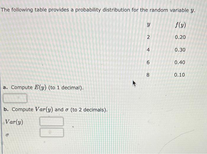 Solved The following table provides a probability | Chegg.com