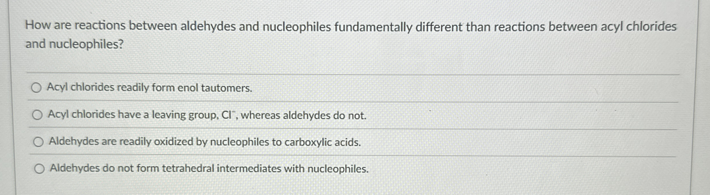 Solved How are reactions between aldehydes and nucleophiles | Chegg.com