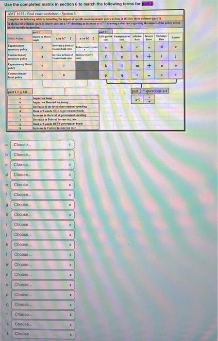 Use the completed matrix in section 6 to match the | Chegg.com