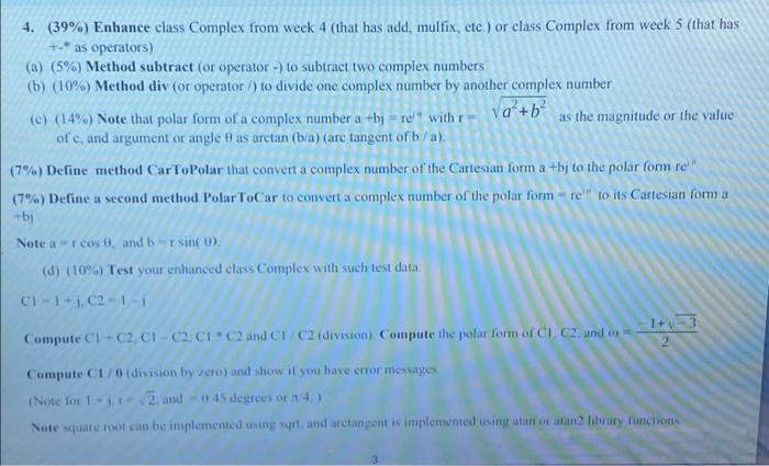 Solved take the C# program provided for complex numbers and | Chegg.com