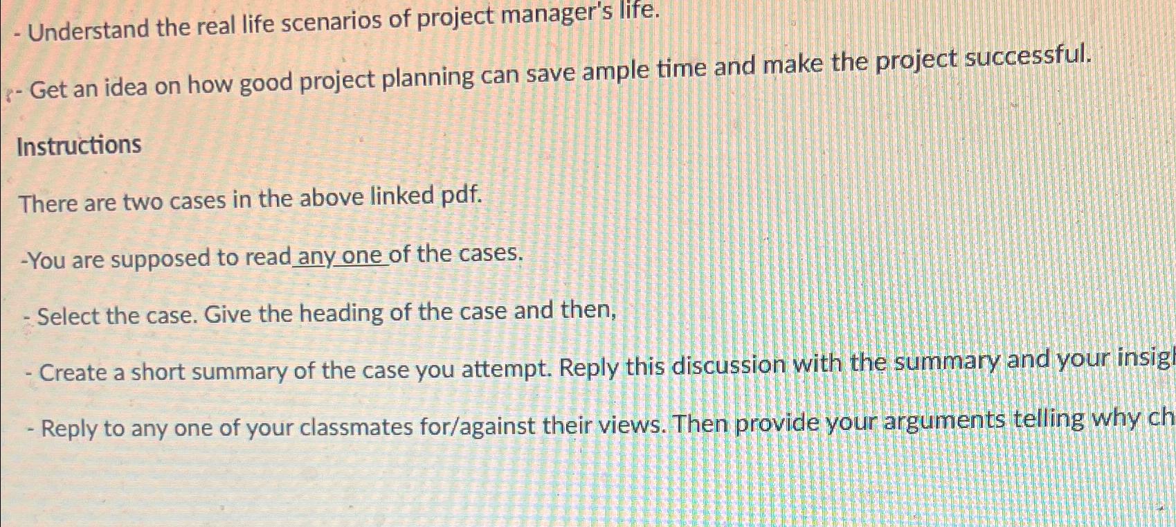 Solved Understand the real life scenarios of project | Chegg.com