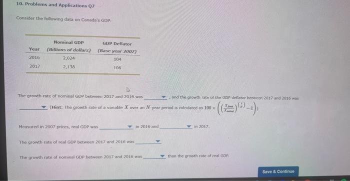 10. Problems and Applications Q7 Consider the | Chegg.com
