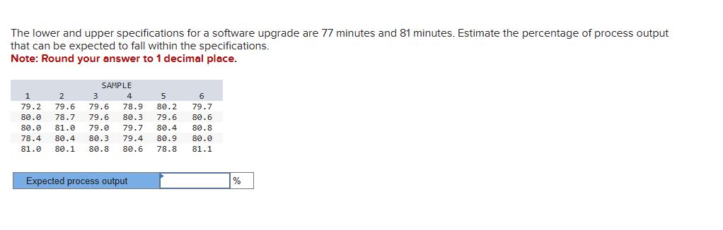 Solved The lower and upper specifications for a software | Chegg.com