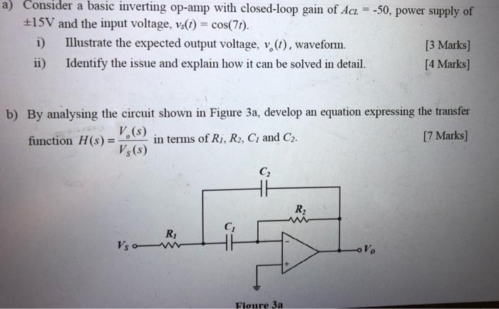 Solved a) Consider a basic inverting op-amp with closed-loop | Chegg.com