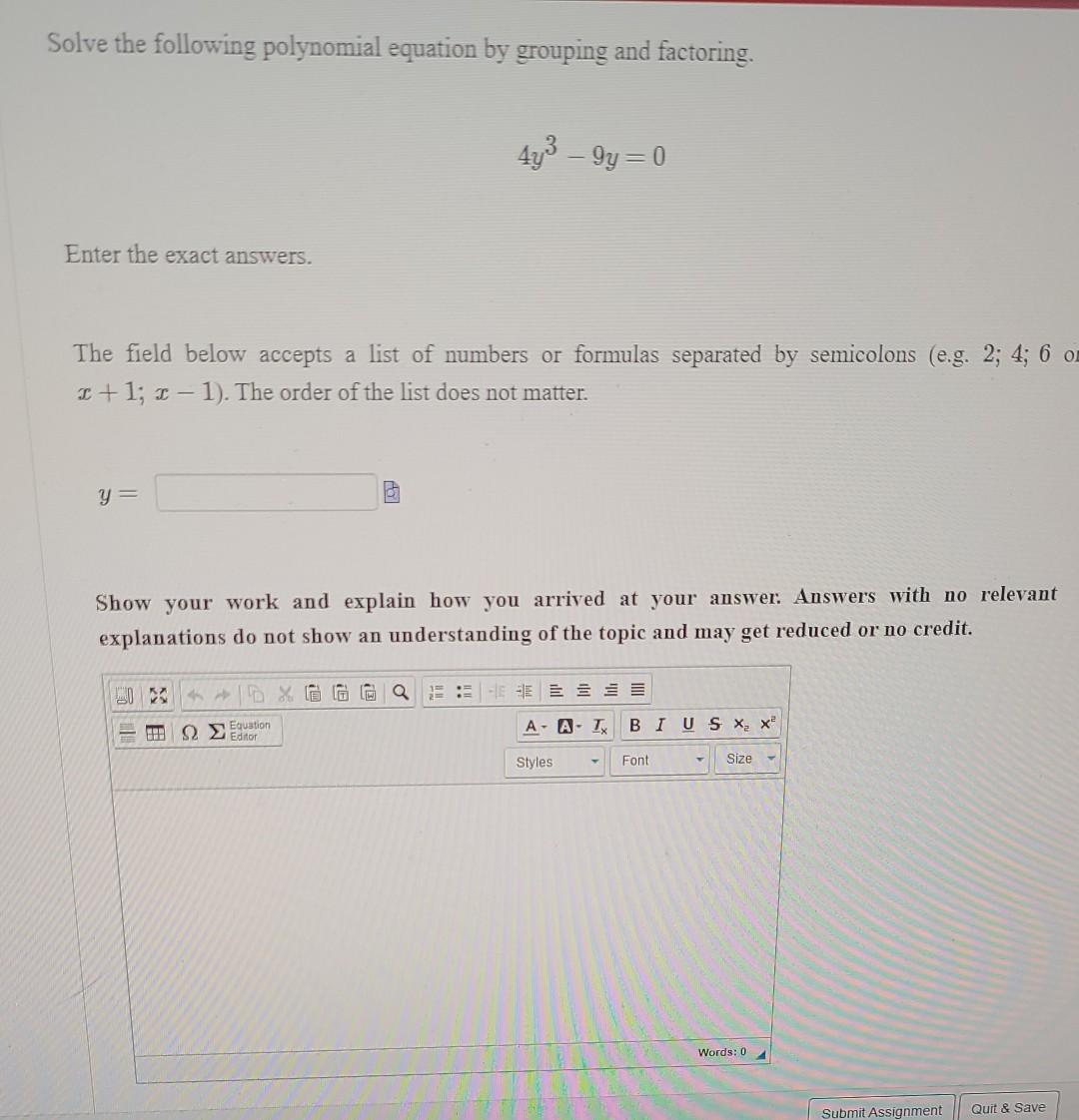 Solved Solve the following polynomial equation by grouping | Chegg.com