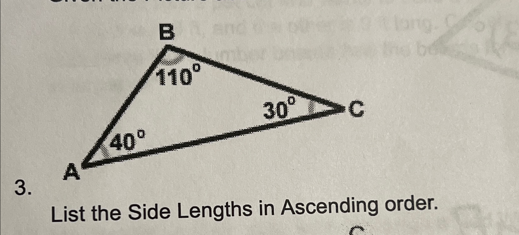 List the Side Lengths in Ascending order. | Chegg.com