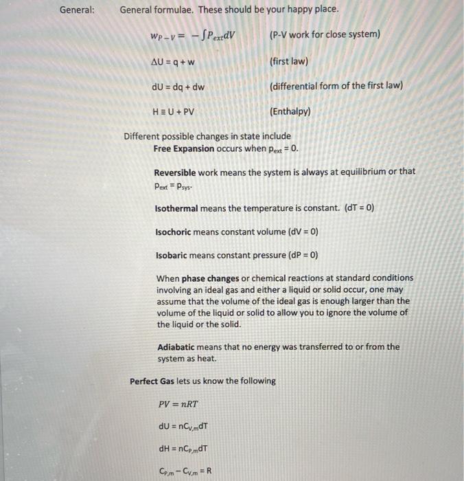Solved General: General formulae. These should be your happy | Chegg.com