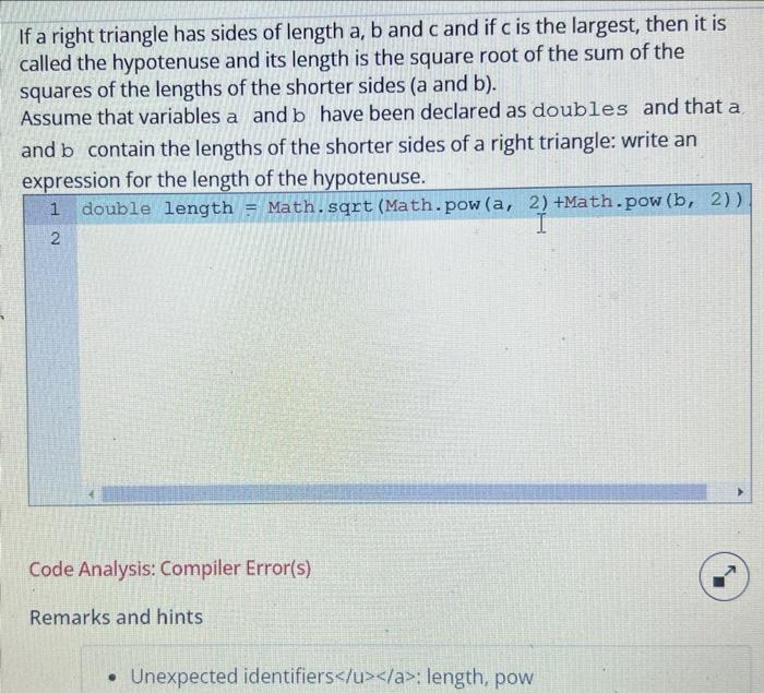 Solved If a right triangle has sides of length a, b and c | Chegg.com