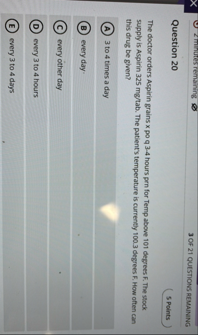 Solved 3 ﻿OF 21 ﻿QUESTIONS REMAININGQuestion 20The doctor | Chegg.com