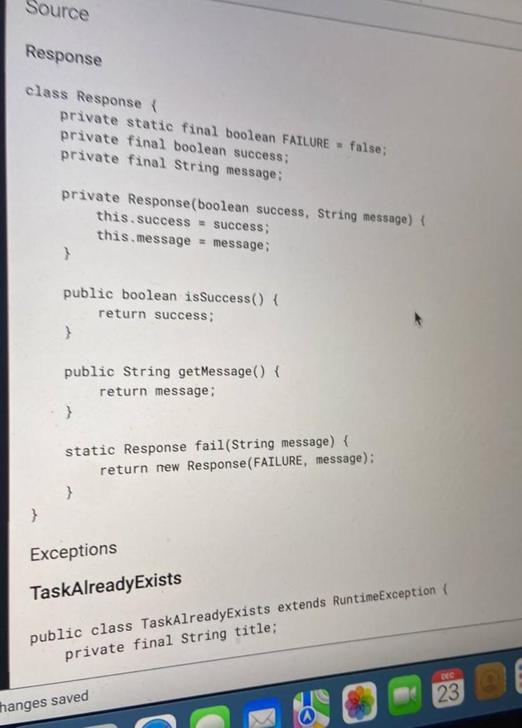 Response class Response private static final | Chegg.com