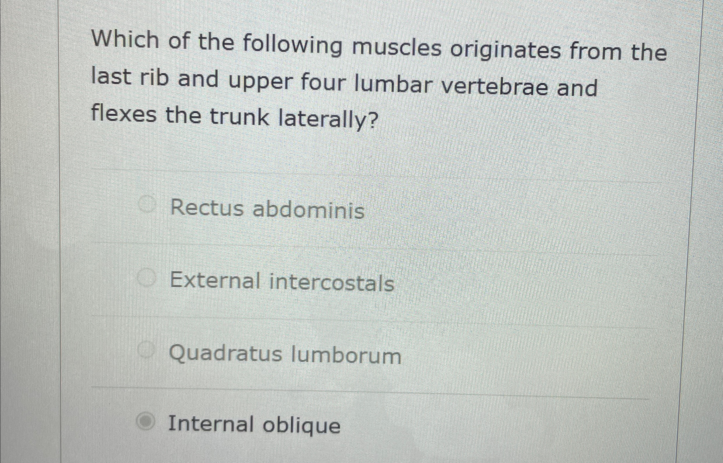 Solved Which of the following muscles originates from the | Chegg.com