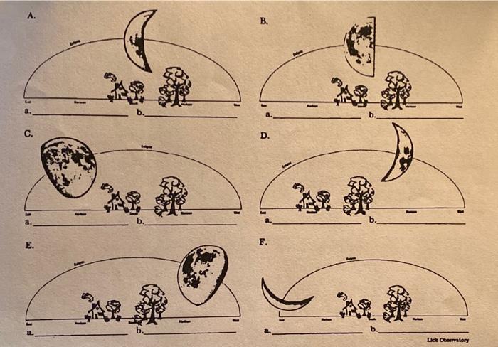 Solved 8. Upon completion of the moon phase dia- grams it | Chegg.com