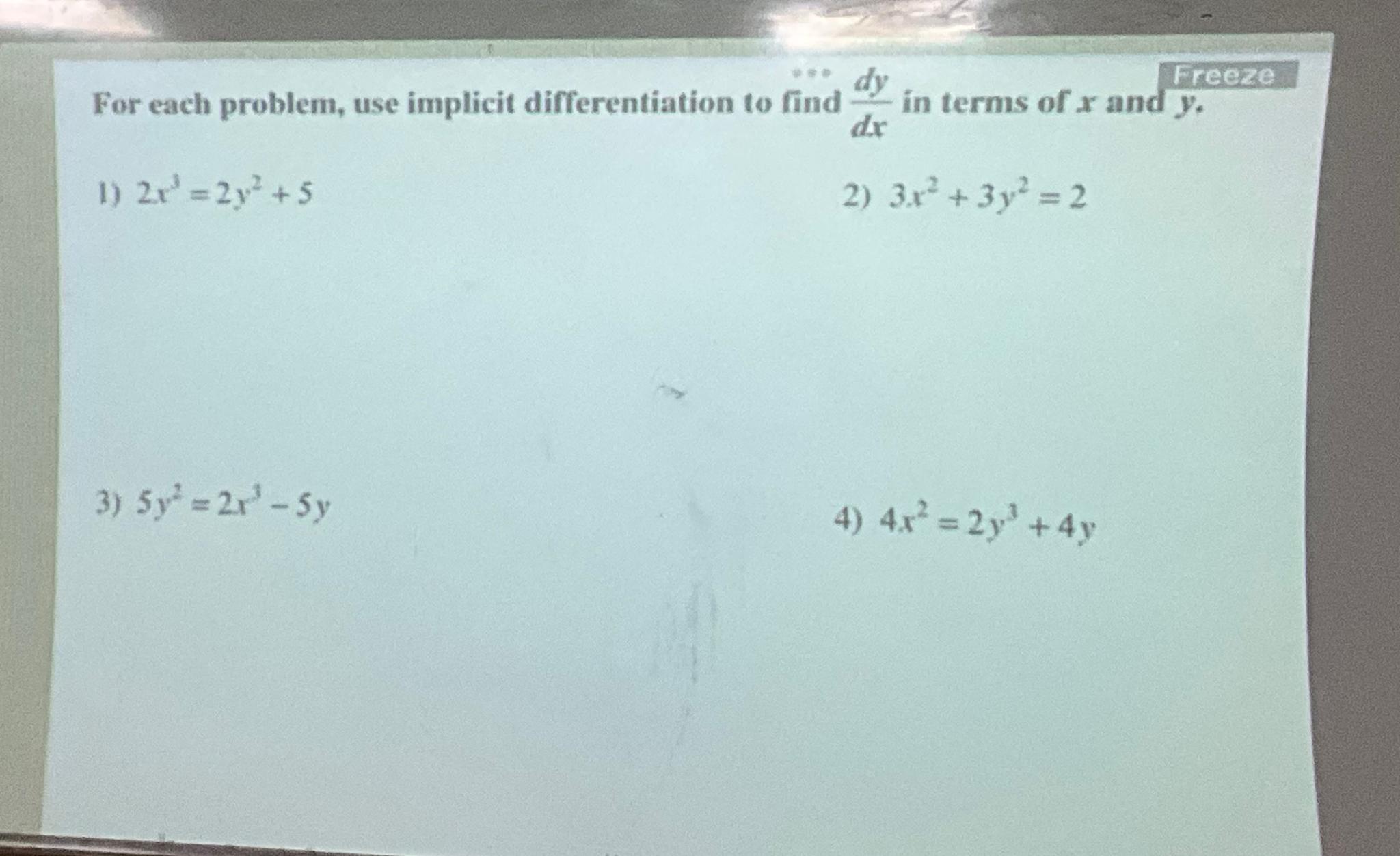 Solved For each problem, use implicit differentiation to | Chegg.com