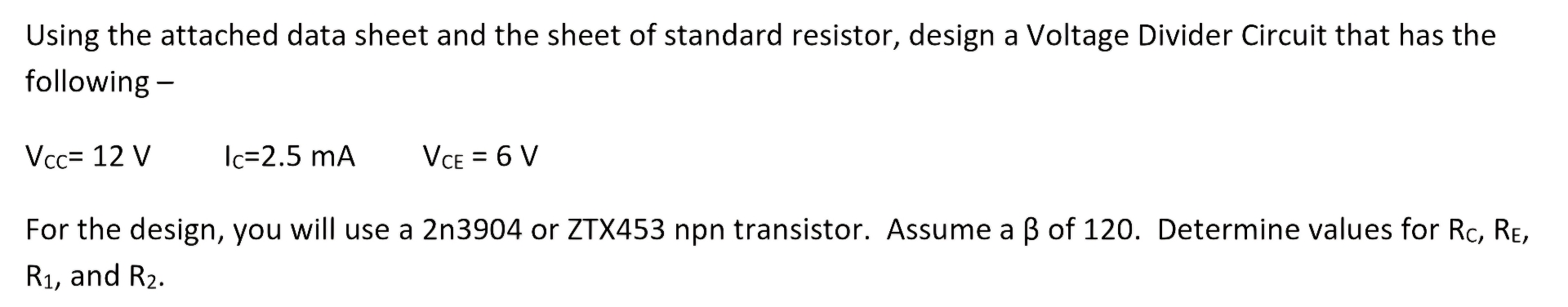 Solved Design a Voltage Divider Circuit that has the | Chegg.com