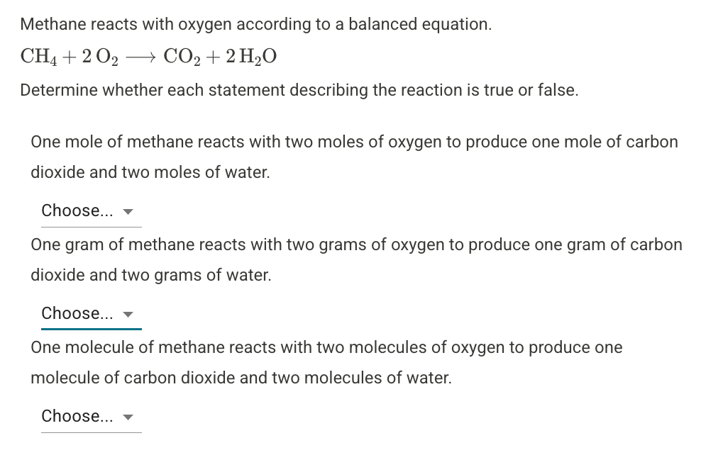 Solved Methane reacts with oxygen according to ﻿a balanced | Chegg.com