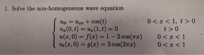 Solved 1. Solve the non-homogeneous wave equation Utt = Uzz | Chegg.com