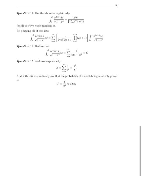 Solved The Probability of Relative Prime-ness Def. For two | Chegg.com