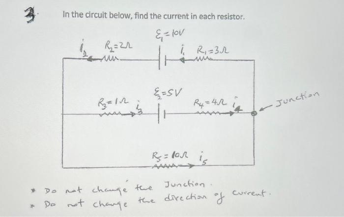 Solved 2. In the circuit below, find the current in each | Chegg.com