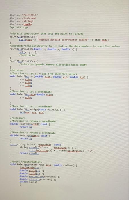 Solved Point3D class destructor Point3D: :-Point3D v Nothing | Chegg.com