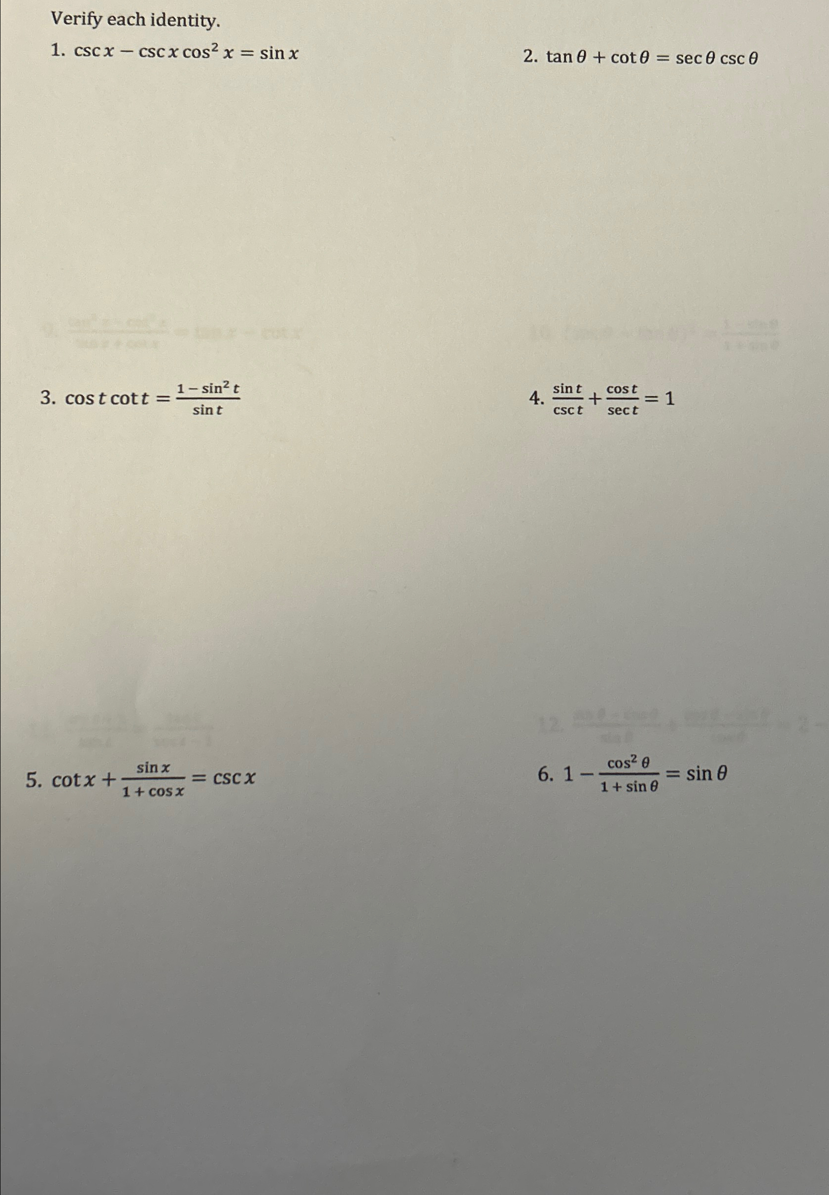 Solved Verify each | Chegg.com