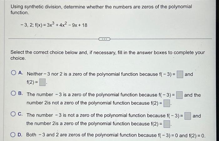 Using synthetic division, determine whether the | Chegg.com