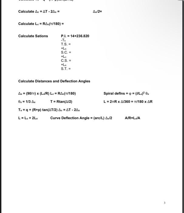Solved 2. Complete the following Spiral curve table. (43 | Chegg.com