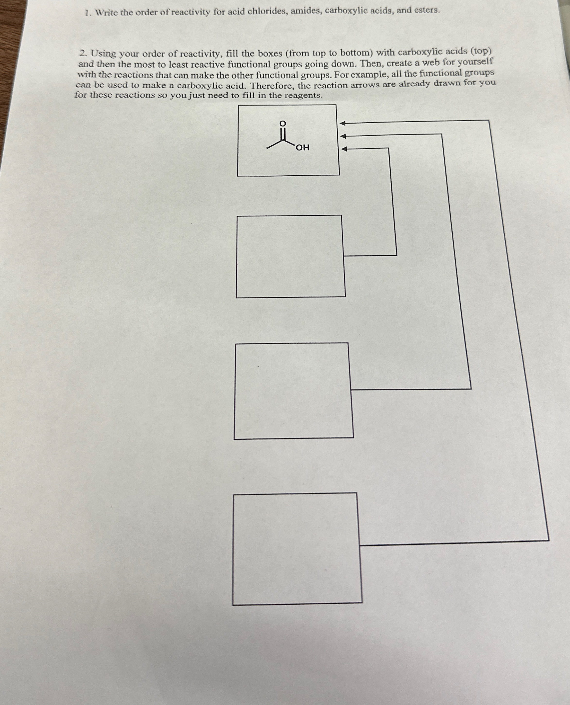Solved by an EXPERT Write the order of reactivity for acid chlorides, | Chegg.com
