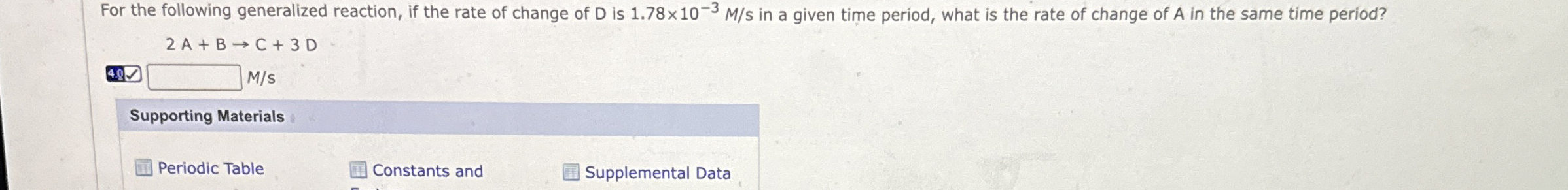 Solved For the following generalized reaction, if the rate | Chegg.com