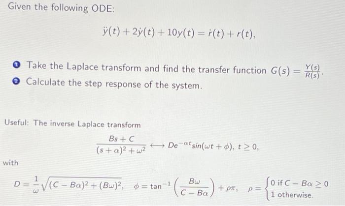 Solved Given the following ODE: | Chegg.com