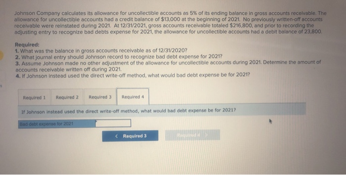 Solved Johnson Company calculates its allowance for | Chegg.com
