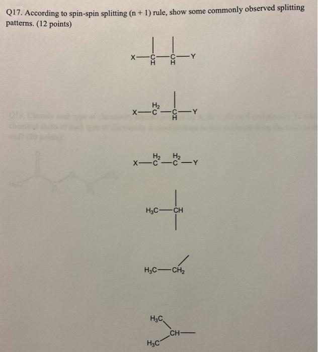 Solved Q17. According to spin-spin splitting (n + 1) rule, | Chegg.com