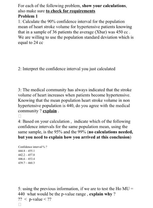 Solved For each of the following problem, show your | Chegg.com