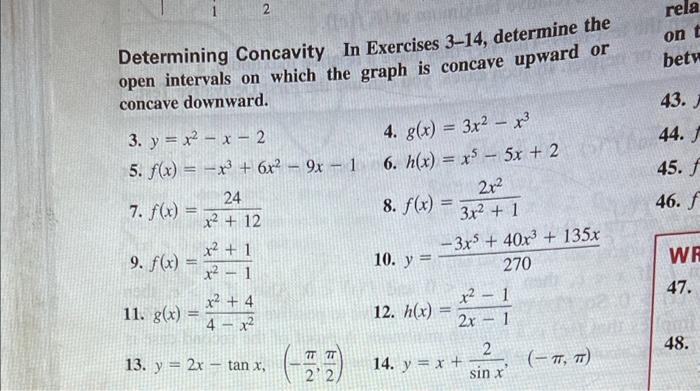 Solved Determining Concavity In Exercises 3-14, determine | Chegg.com