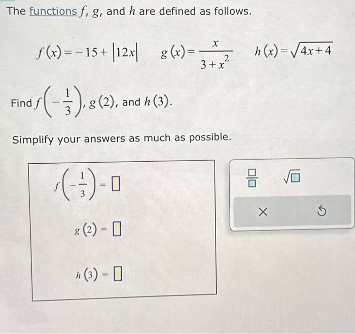 Solved The functions f,g, and h are defined as follows. | Chegg.com
