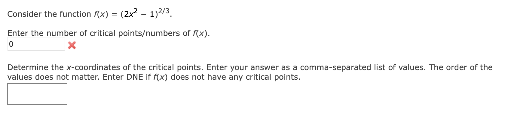 Solved Consider the function f(x)=(2x2-1)23.Enter the number | Chegg.com