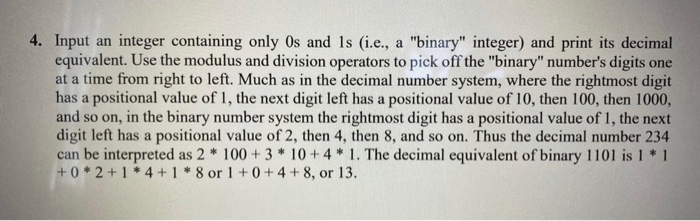 Solved 4 Input An Integer Containing Only Os And 1s Ie 7311
