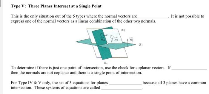 Solved Type V: Three Planes Intersect at a Single Point This | Chegg.com